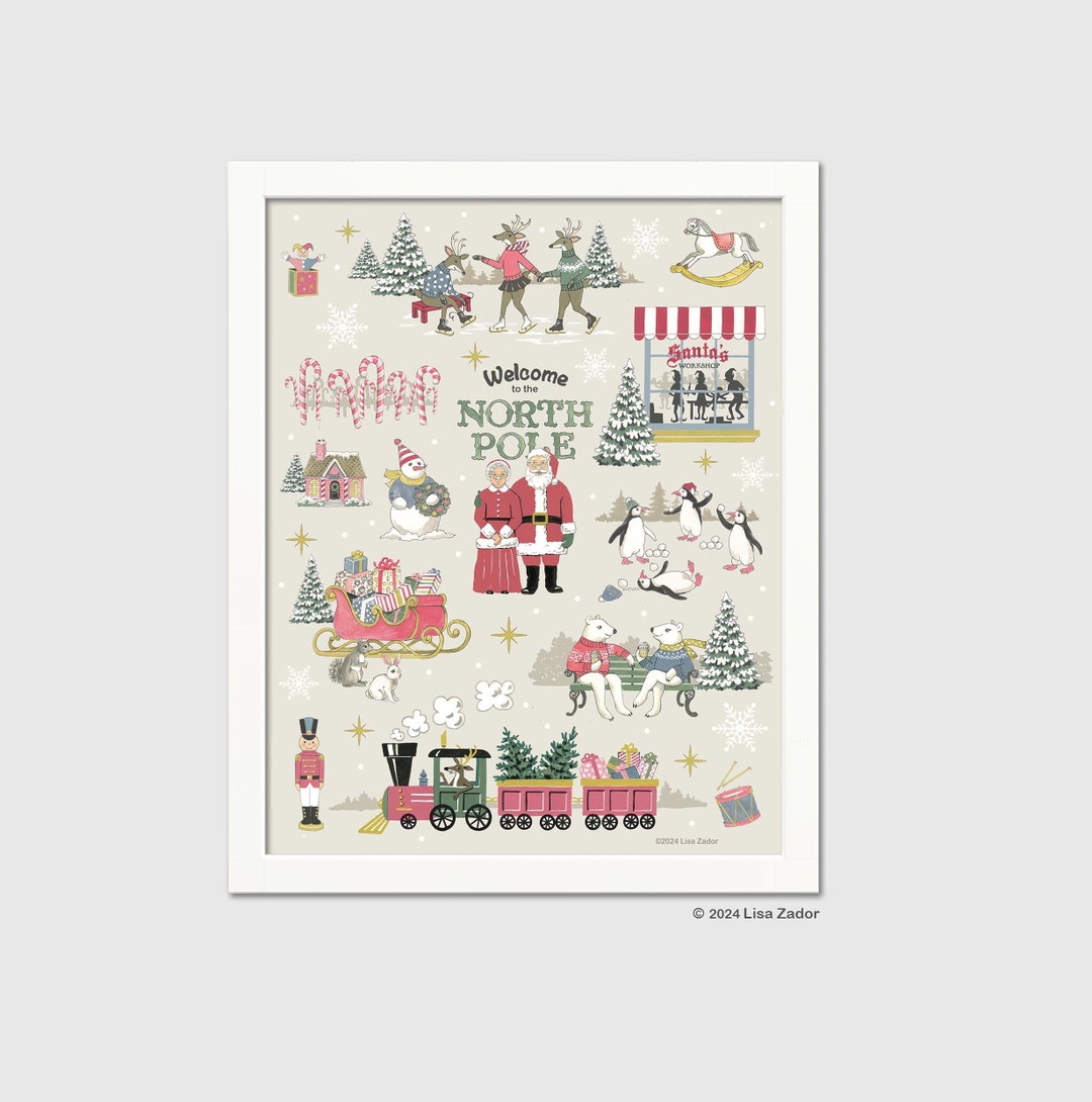 Christmas North Pole Print From Original Artwork , Nostalgic Old ...
