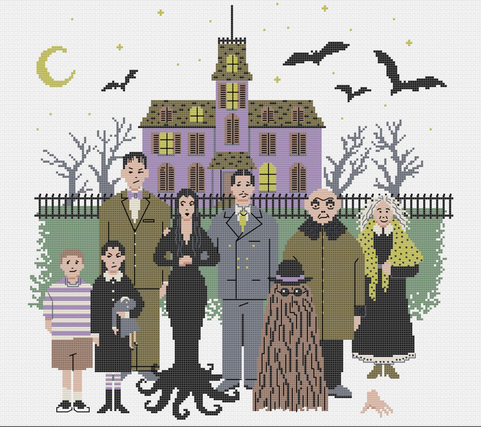 Addams Family Cross-stitch Pattern Gothic Needlepoint - Etsy