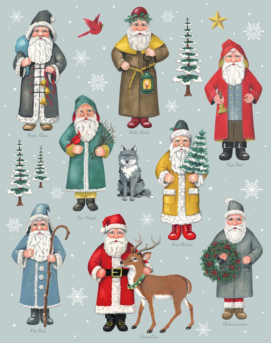 Santa Around the World Folk Christmas International Santa - Etsy