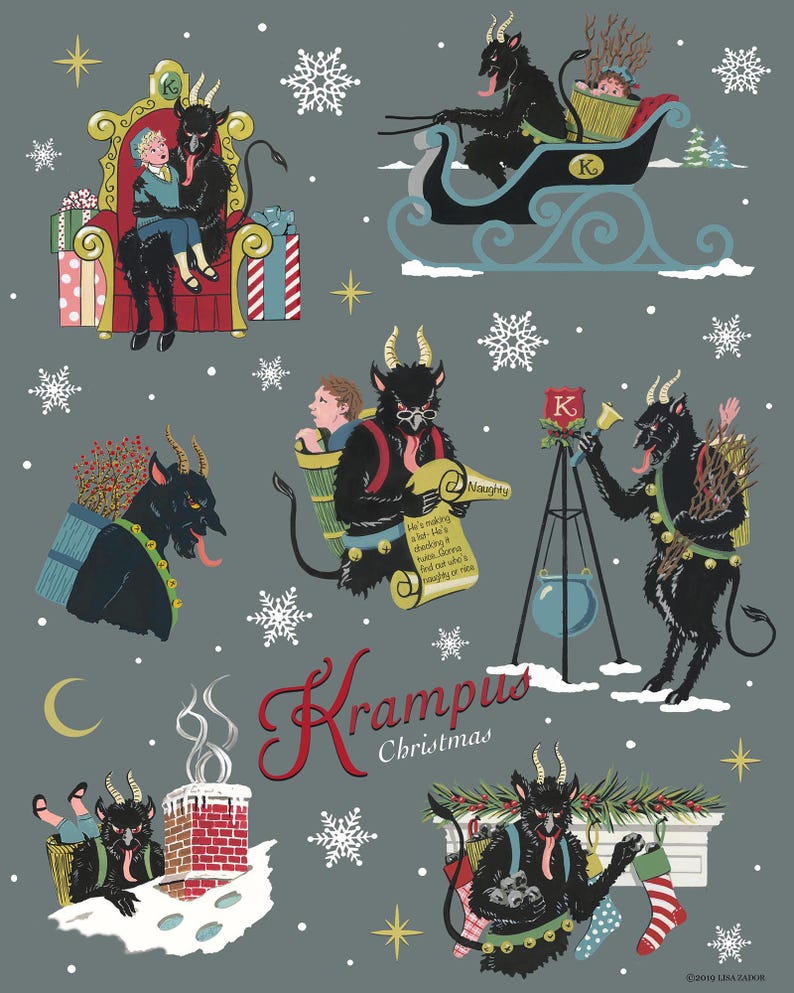 Krampus Gentleman Christmas Print From Original Artwork - Dark, Unusual ...