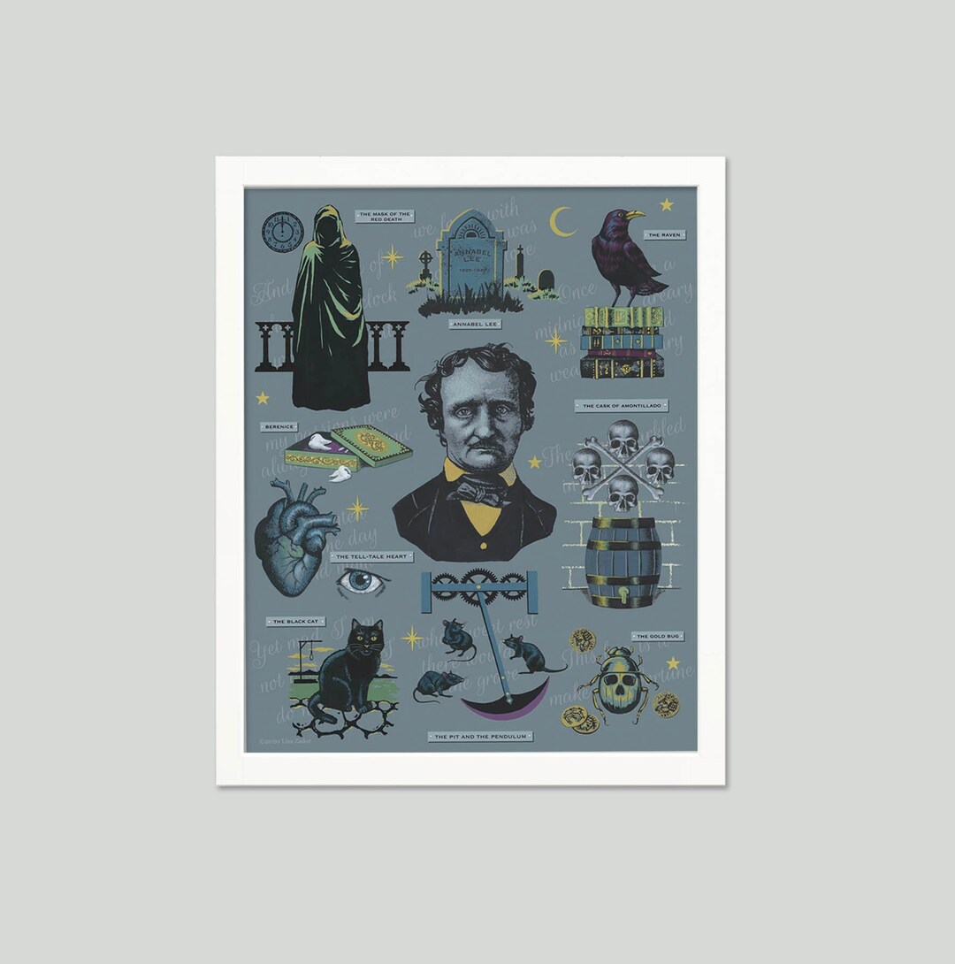 Edgar Allan Poe Literary Print From Original Artwork - Gothic Victorian ...