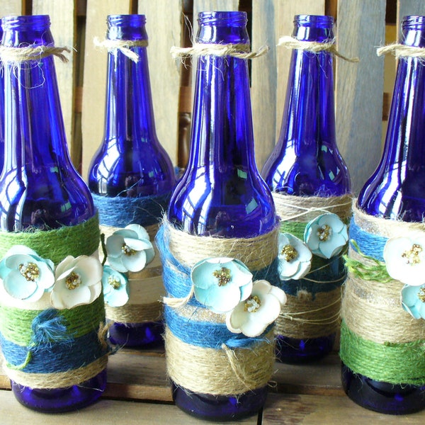 Blue Glass Bottle - Etsy