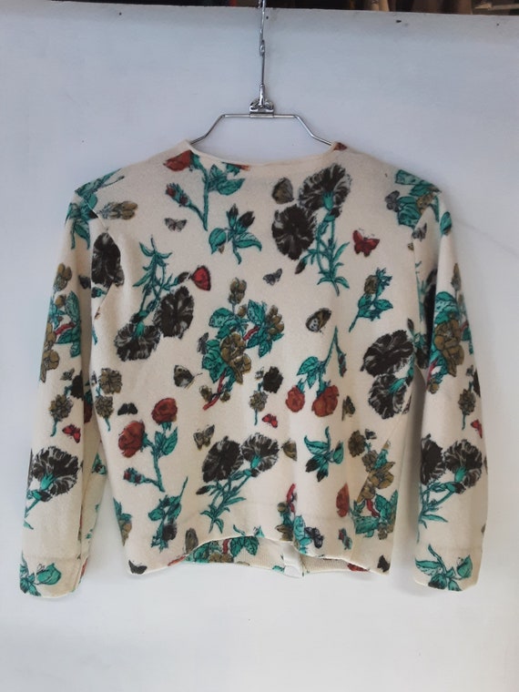 1950s Cashmere Floral Cardigan - Gem
