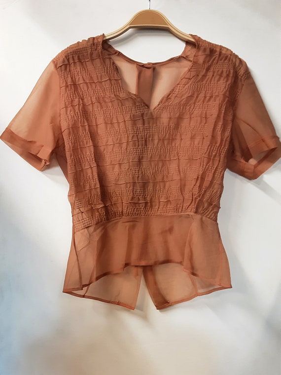1950'S NYLON Blouse - Sheer See-Through Nylon Fabric … - Gem