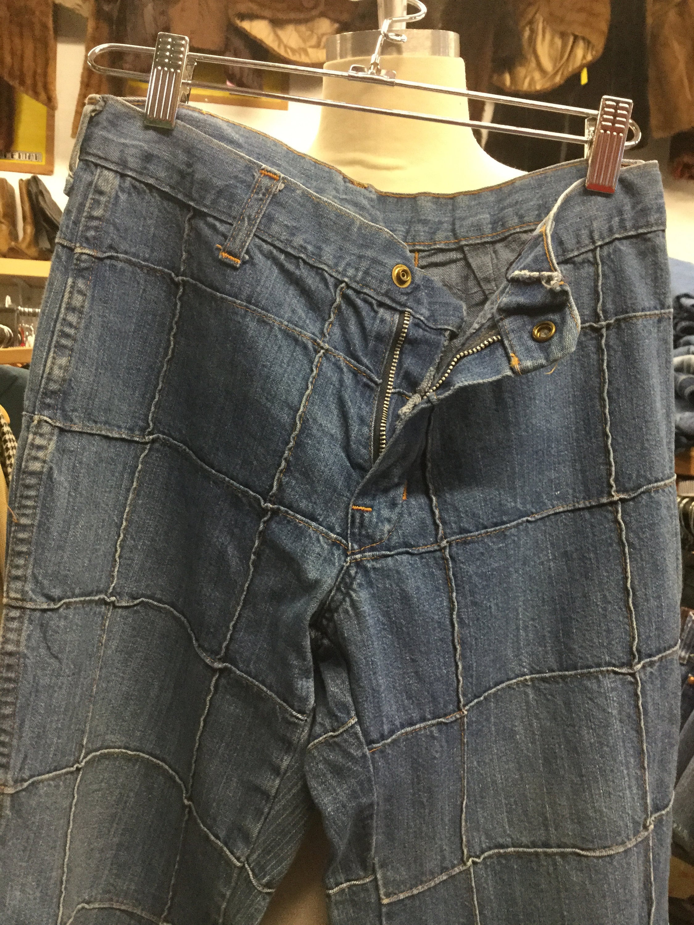 Windowpane Disco Jeans 1970’s Waist 28 Inches - Etsy