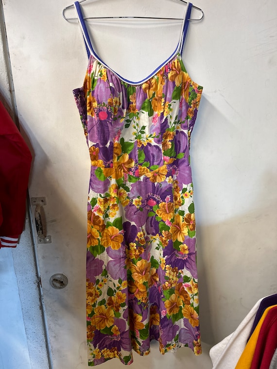 1960s De Weese Women Floral Hawaiian Sun Dress - Gem