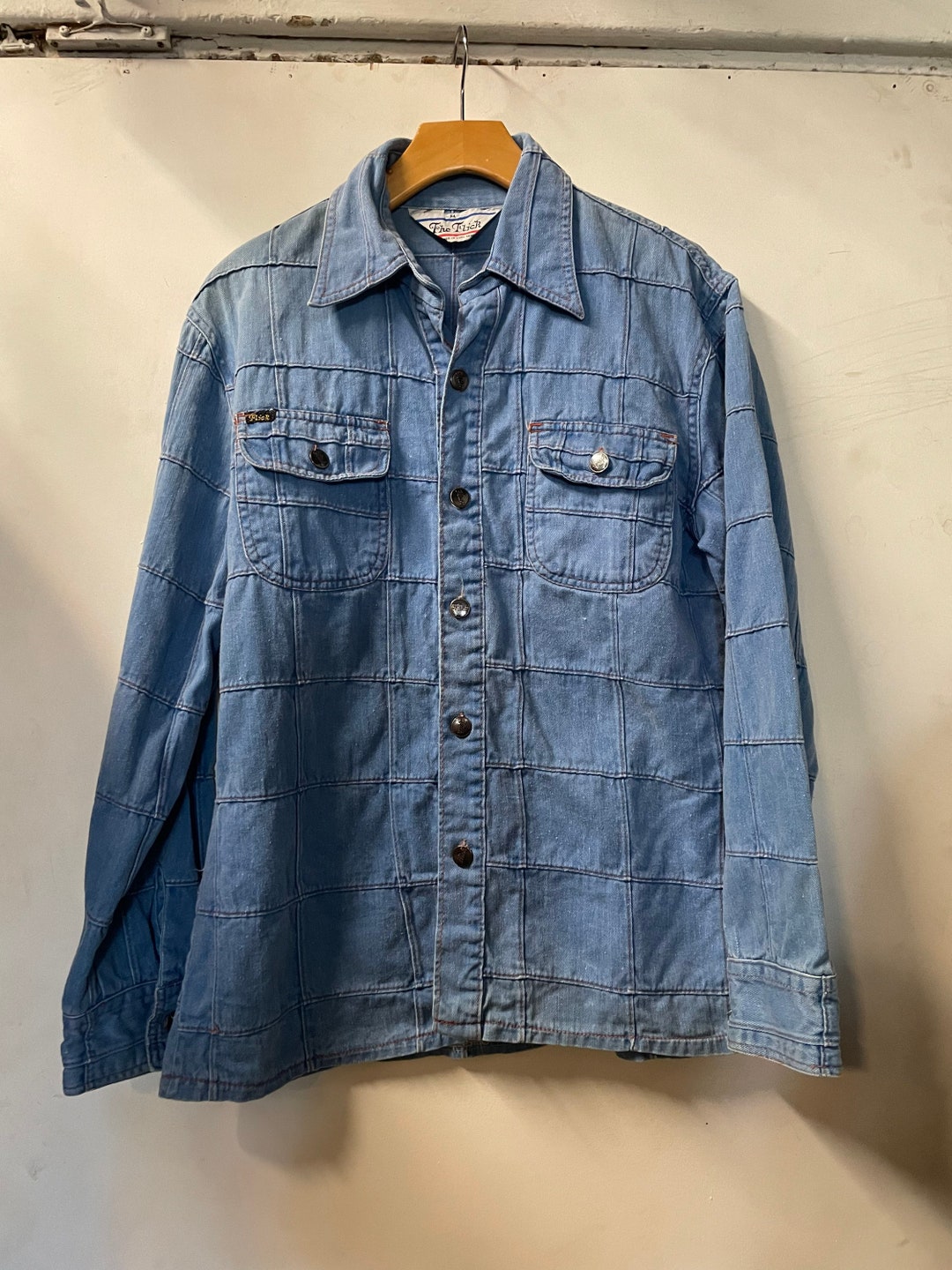 1970s Window Pane Denim Jacket - Etsy
