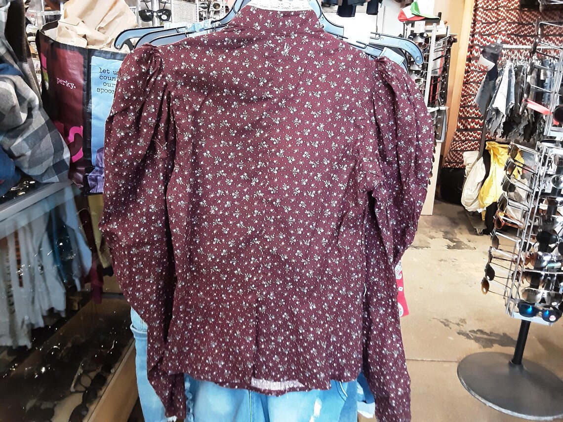 Gunne Sax Calico Ruffles and Lace Prairie Blouse Cottage Core Gunnies ...