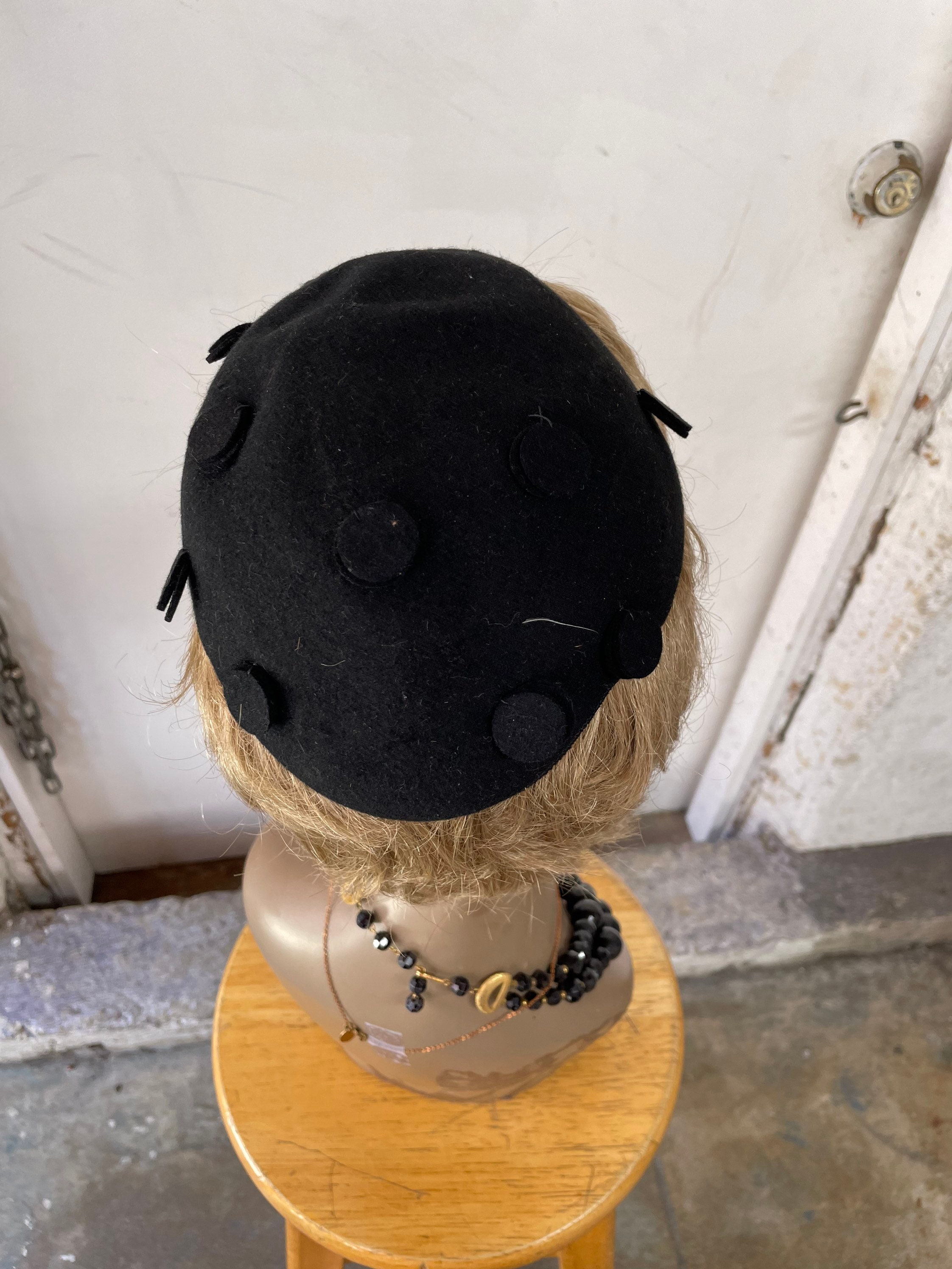 1950s Black Wool Felt Skull Cap - Etsy