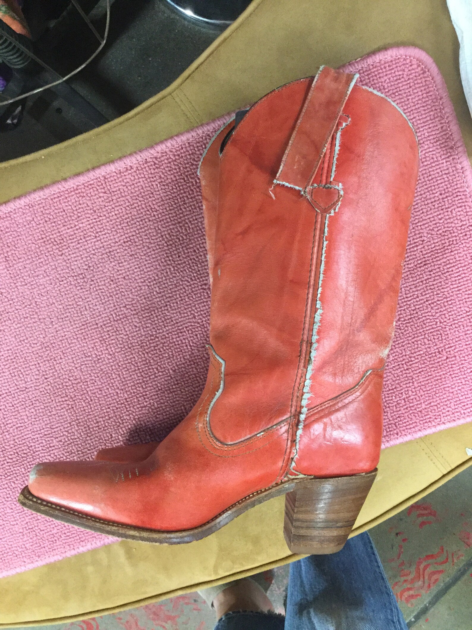 Red Western FRYE Boots Size 7 1/2 - Etsy