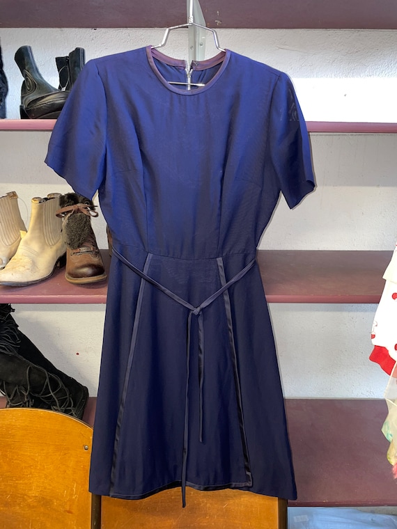 1950s Midnight Blue A-Line Dress - Gem