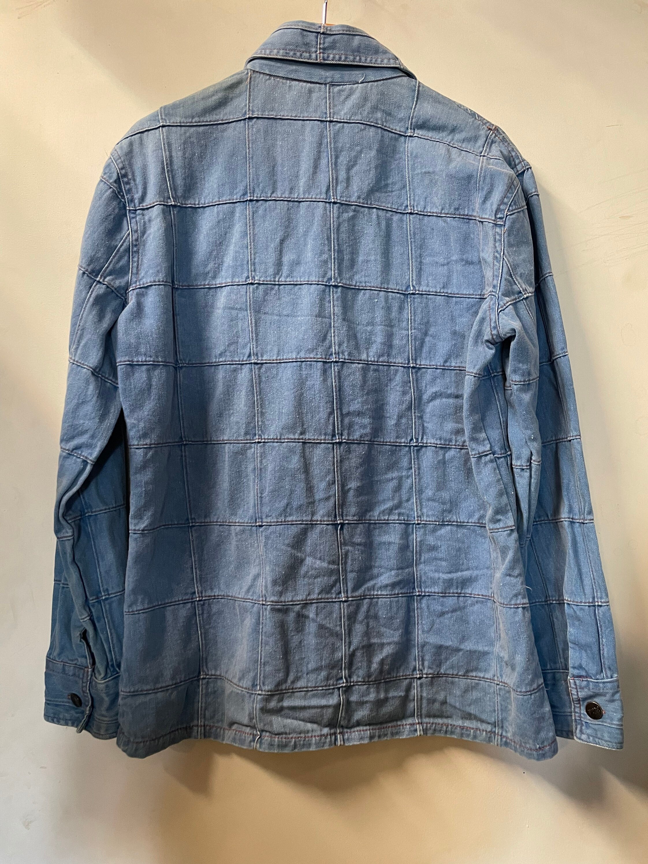 1970s Window Pane Denim Jacket - Etsy