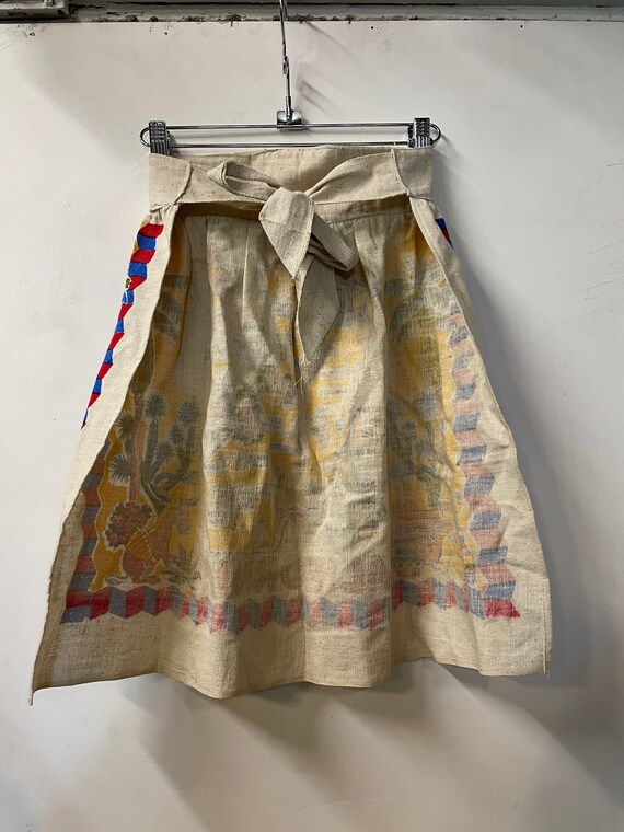 1940s Burlap Screen Print California Souvenir Apron - Gem