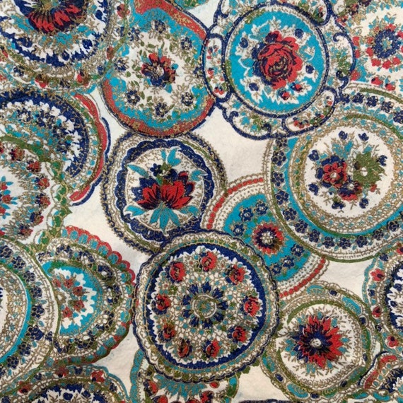 1950s Printed Wool Felt Circle Dress - Gem