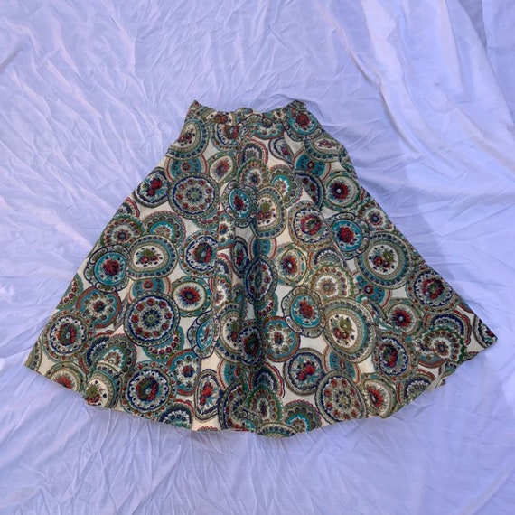 1950s Printed Wool Felt Circle Dress - Gem