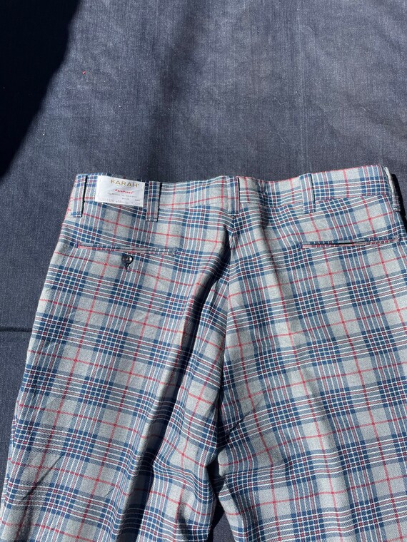 Mens Deadstock 70s Polyester Plaid Pants - Gem