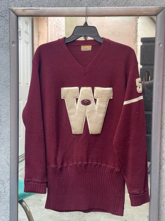 1950s Maroon Wool Varsity Sweater - Gem