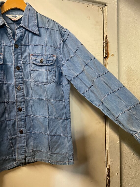 1970s Window Pane Denim Jacket - Gem