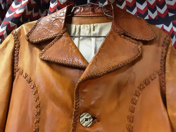 Handmade Leather Jacket Mens 1970s Incredibly Beaut… - Gem