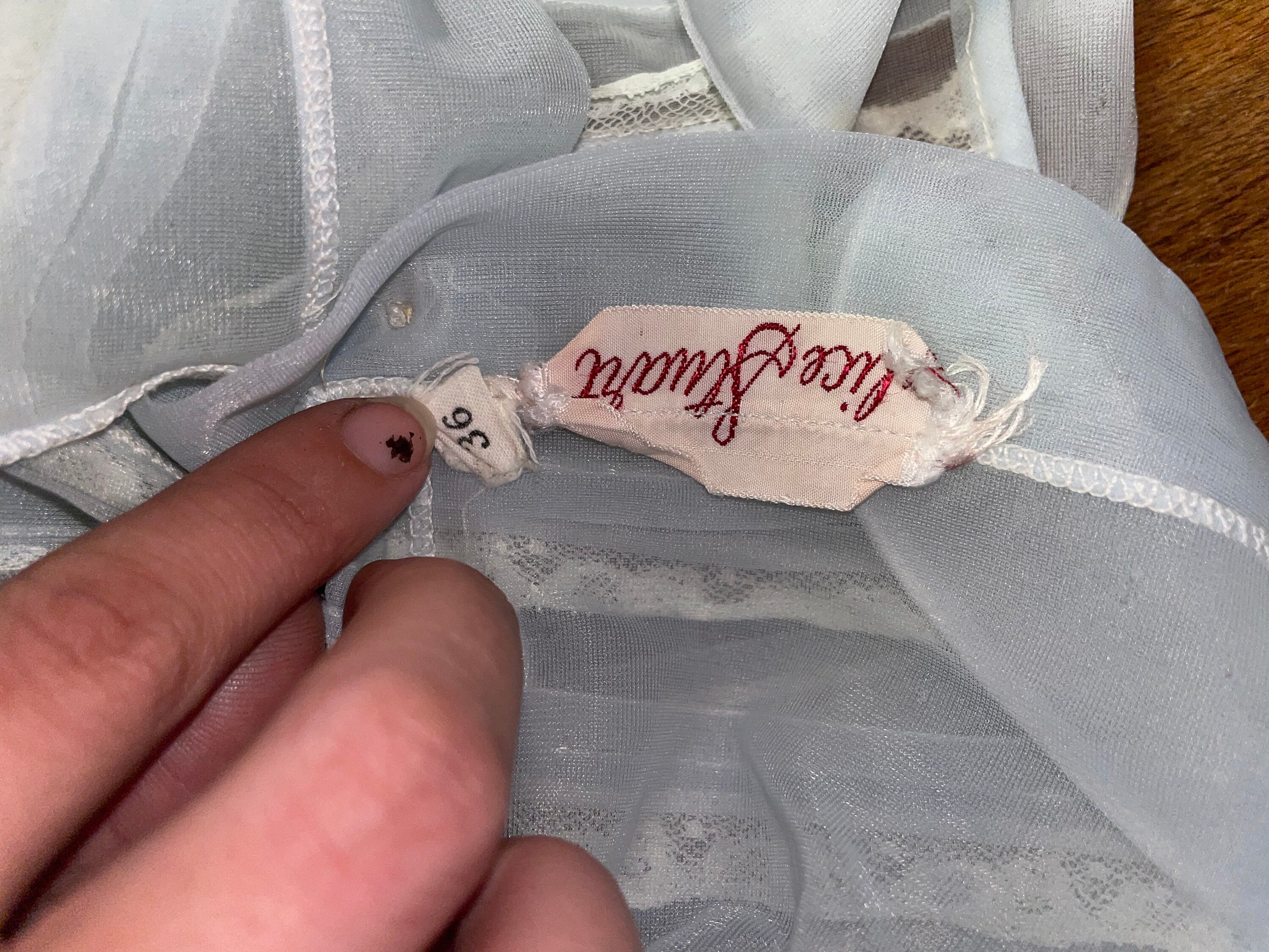 1950s Alice Stuart Baby Blue Sheer Chiffon and White Lace Blouse - Etsy