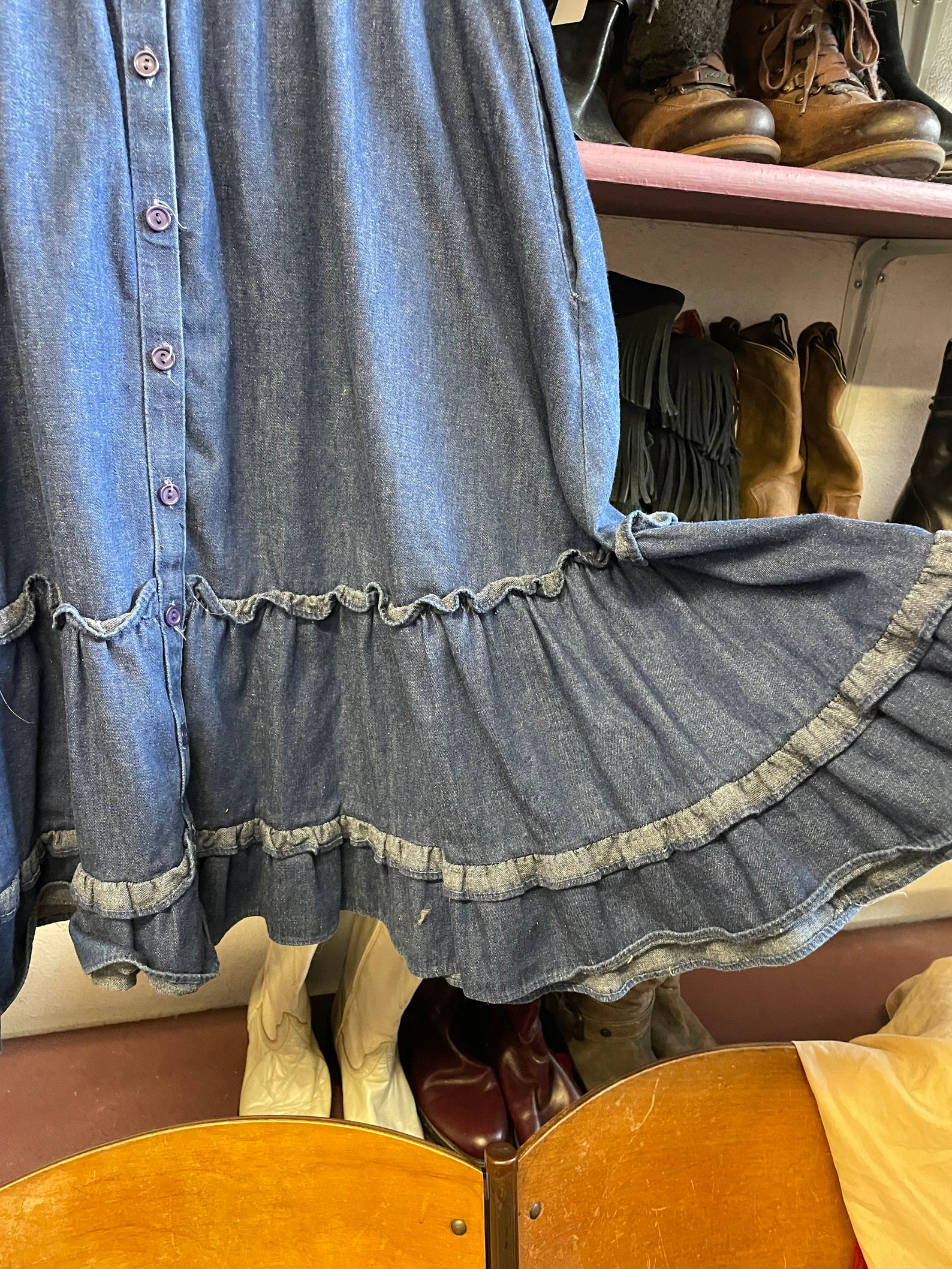 1970s Gunnies Denim Prairie Skirt Gunne Sax - Etsy