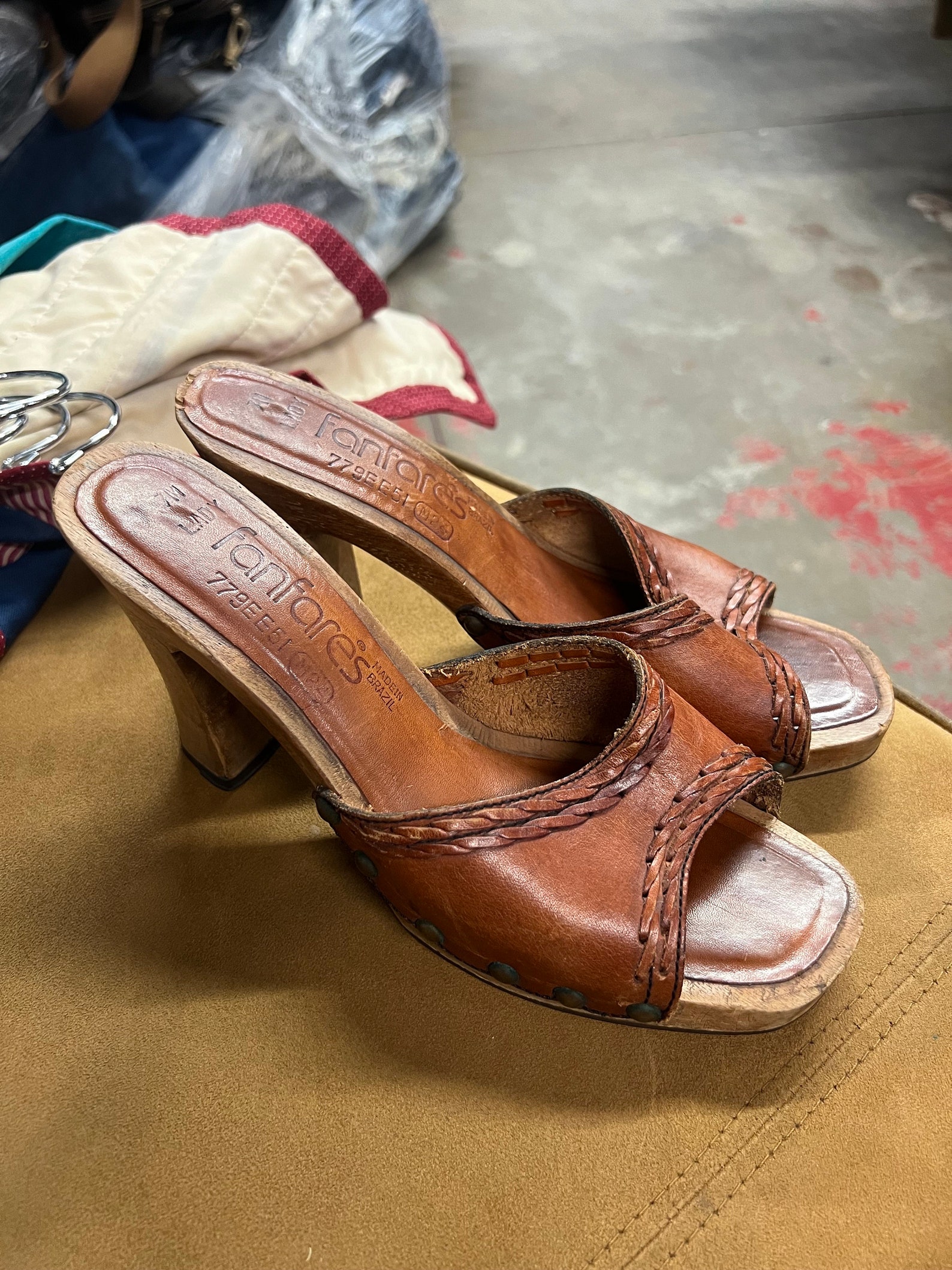 1970s Wooden Leather Slides Size 7 - Etsy