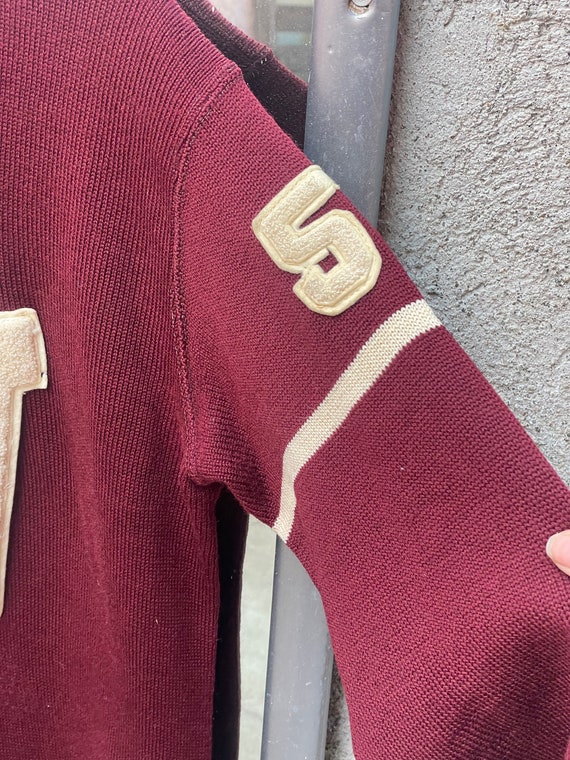 1950s Maroon Wool Varsity Sweater - Gem