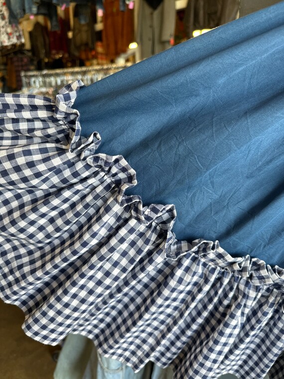 1960s Square Dancing Gingham Puff Sleeved Dress - Gem