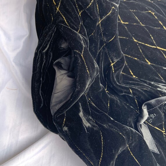 1950s Beautiful Black Velvet with Gold Diamonds Stitc… - Gem