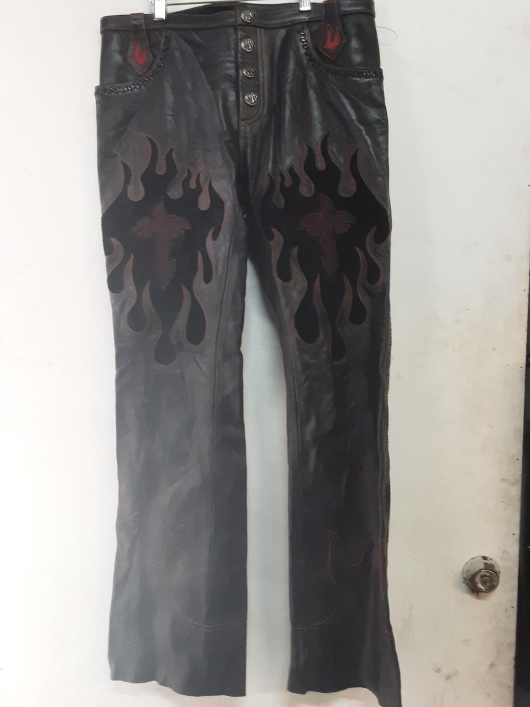 Killer Leather Pants With Flames Crosses Stingray True Rockstar Quality ...