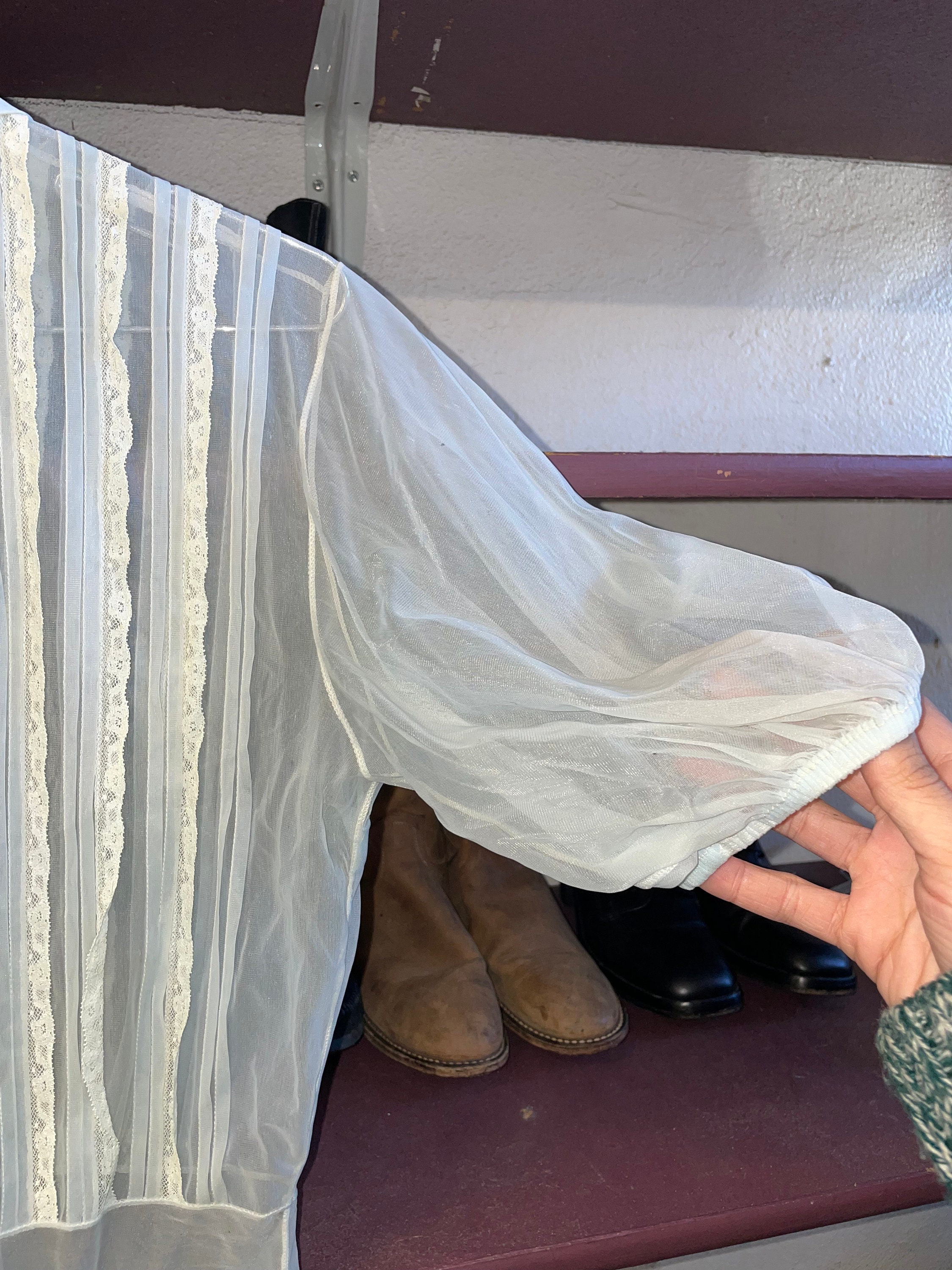 1950s Alice Stuart Baby Blue Sheer Chiffon and White Lace Blouse - Etsy