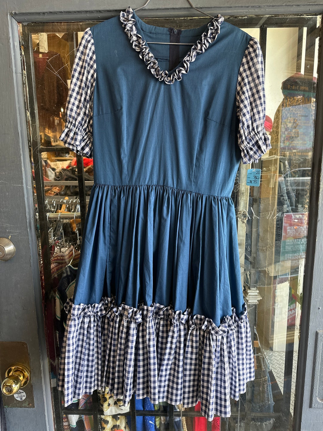 1960s Square Dancing Gingham Puff Sleeved Dress - Etsy