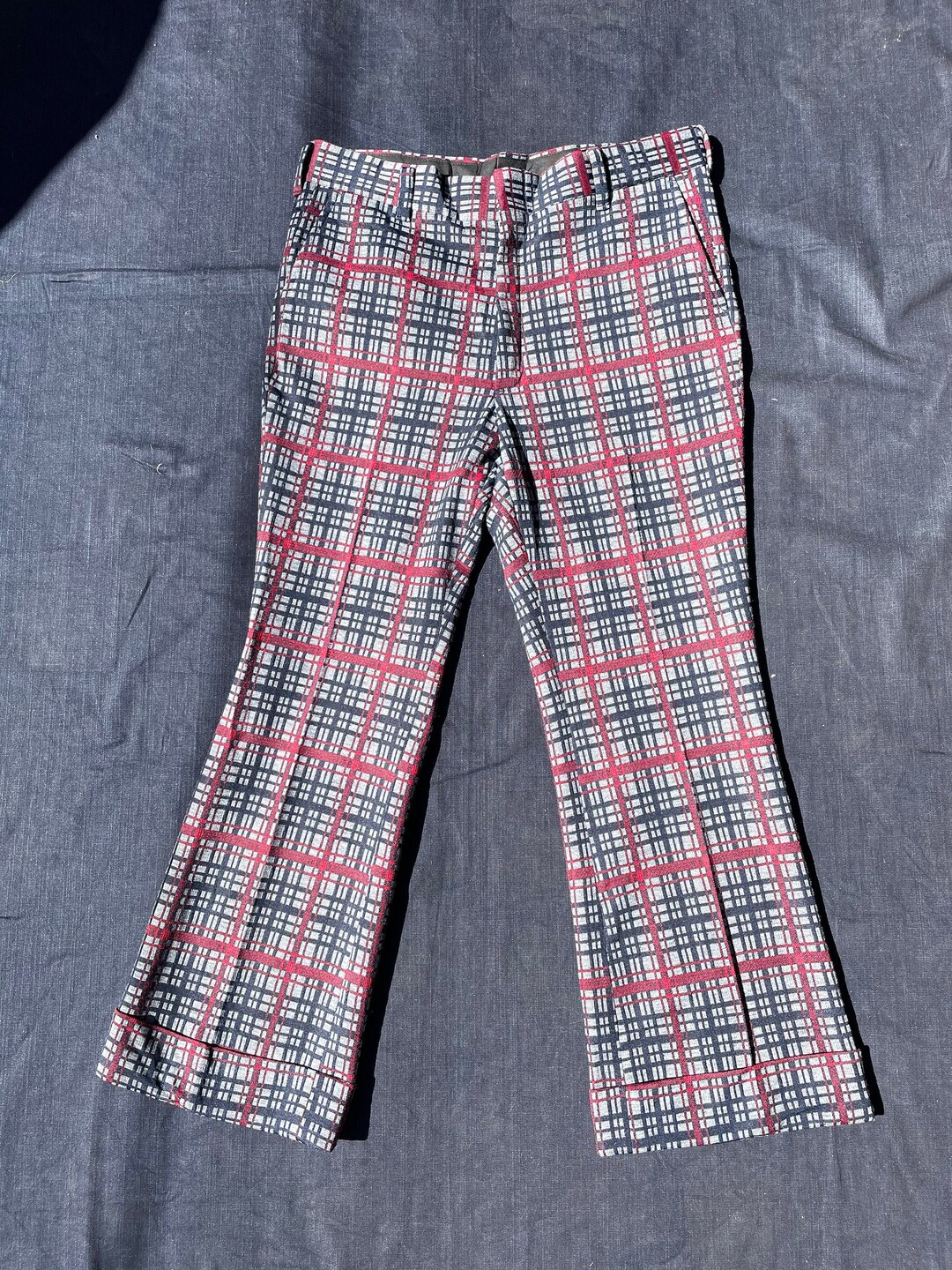 70s Mens Polyester Plaid Pants - Etsy
