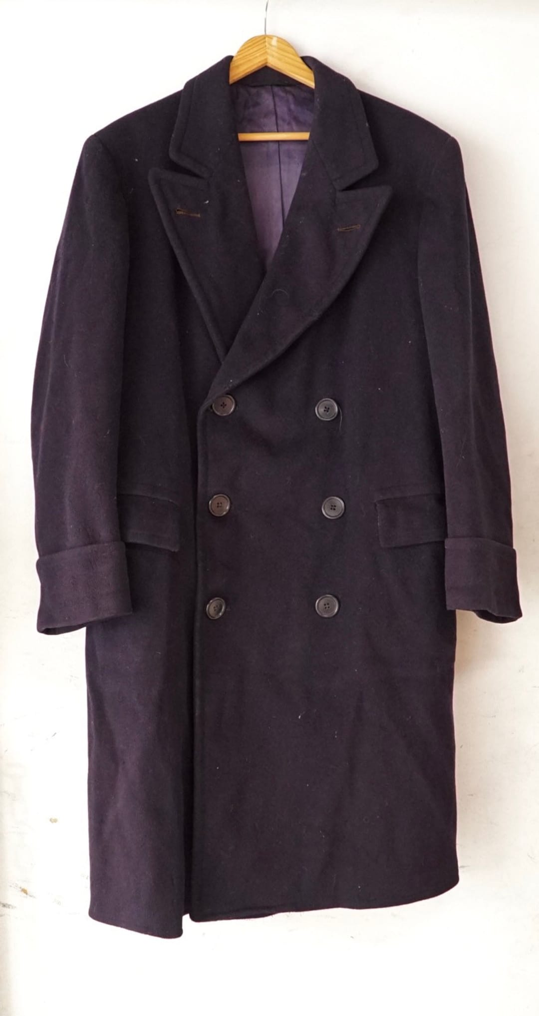 Men’s Heavy Wool Navy Overcoat - Etsy