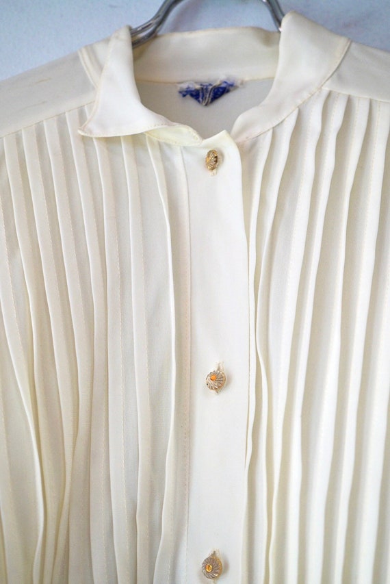 1940’s Pin Tuck Blouse Nylon Long Sleve - Gem