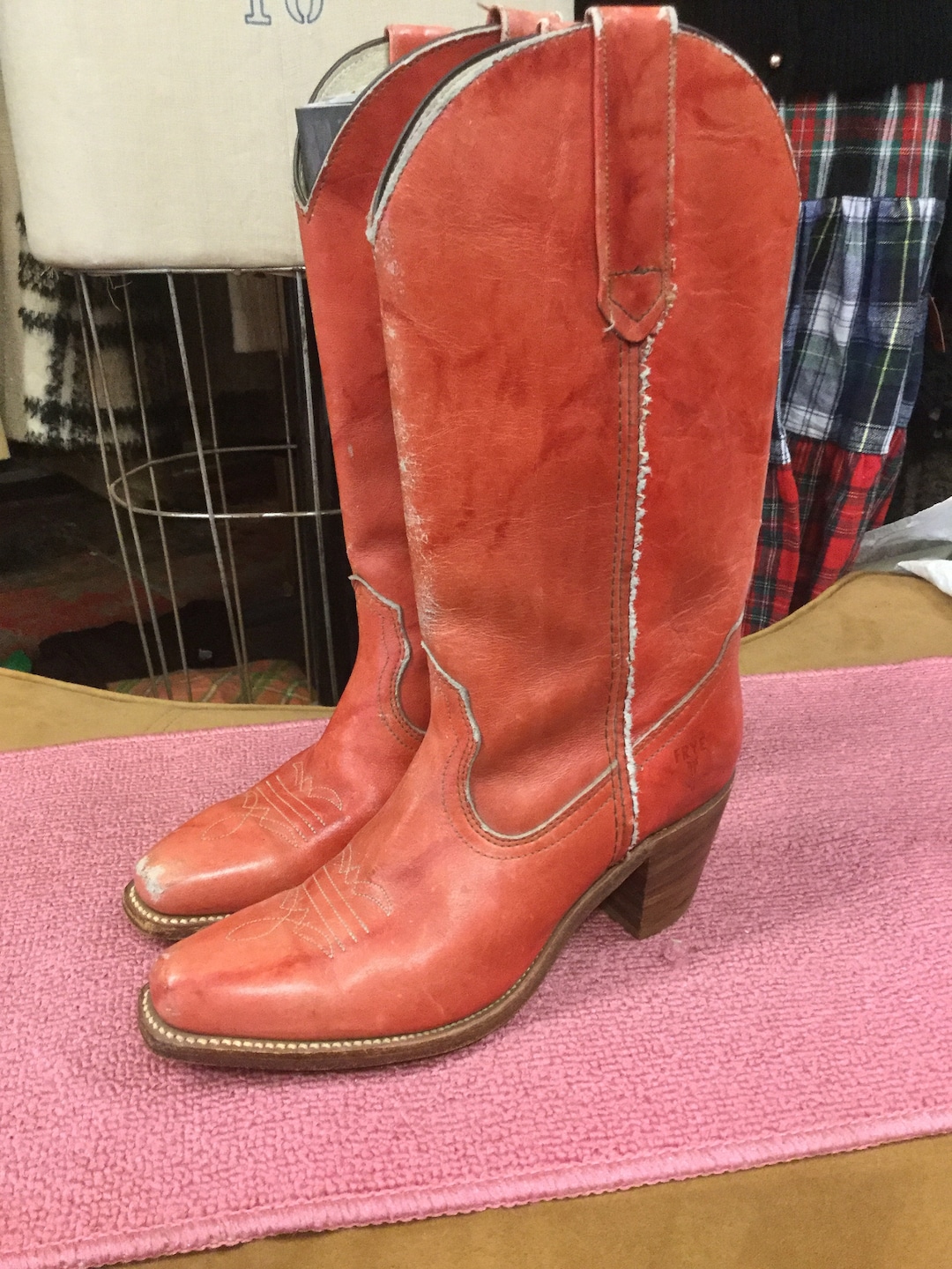 Red Western FRYE Boots Size 7 1/2 - Etsy