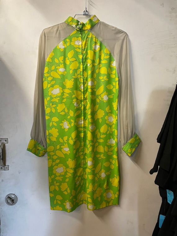 1960s Mod Floral Print Dress - Gem