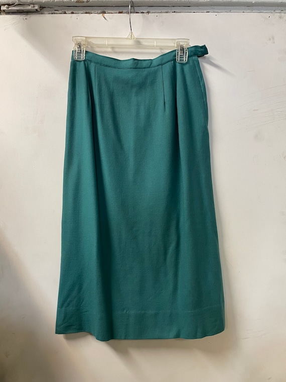 1950s Turquoise Wool Pencil Skirt - Gem