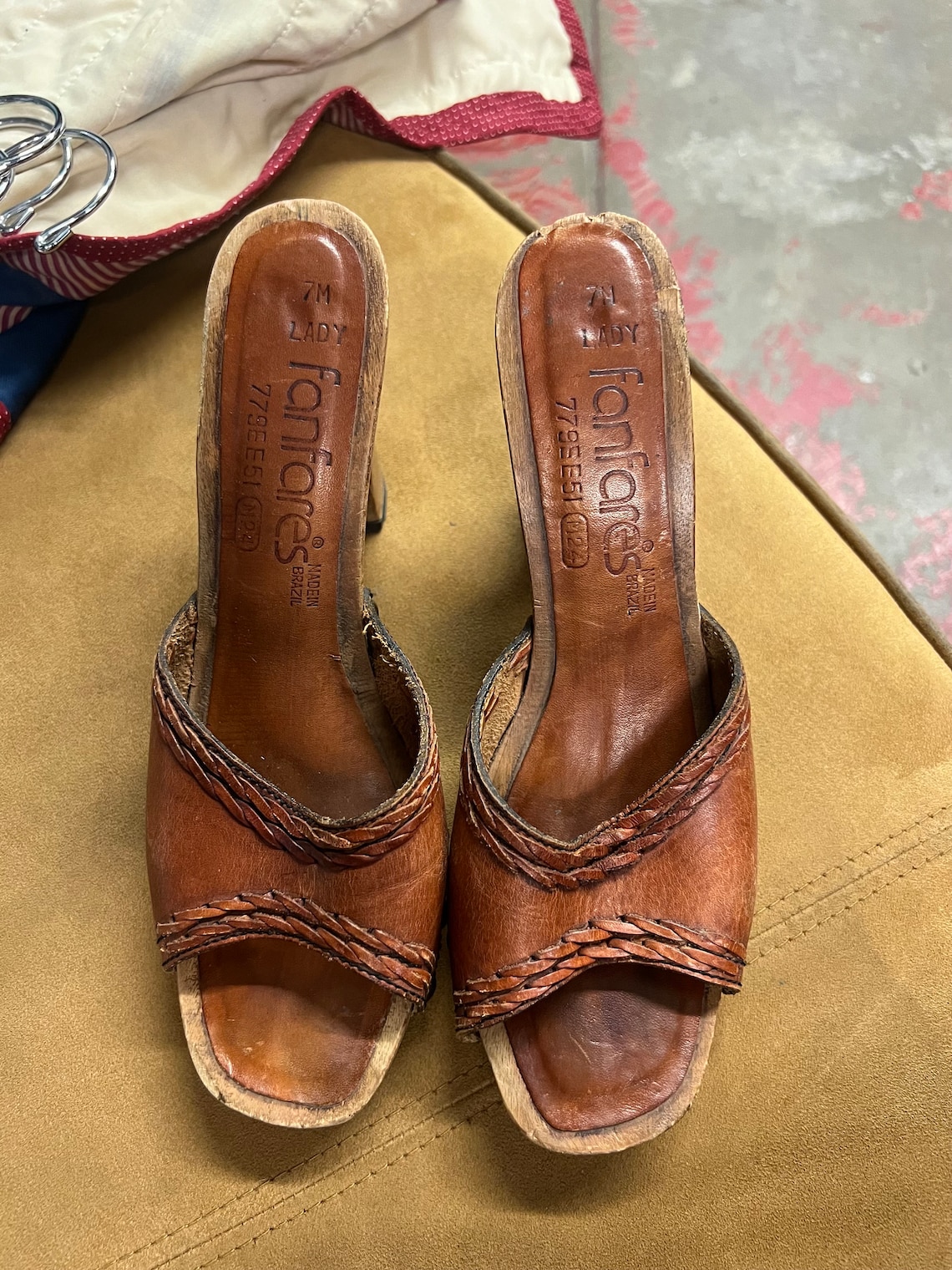 1970s Wooden Leather Slides Size 7 - Etsy