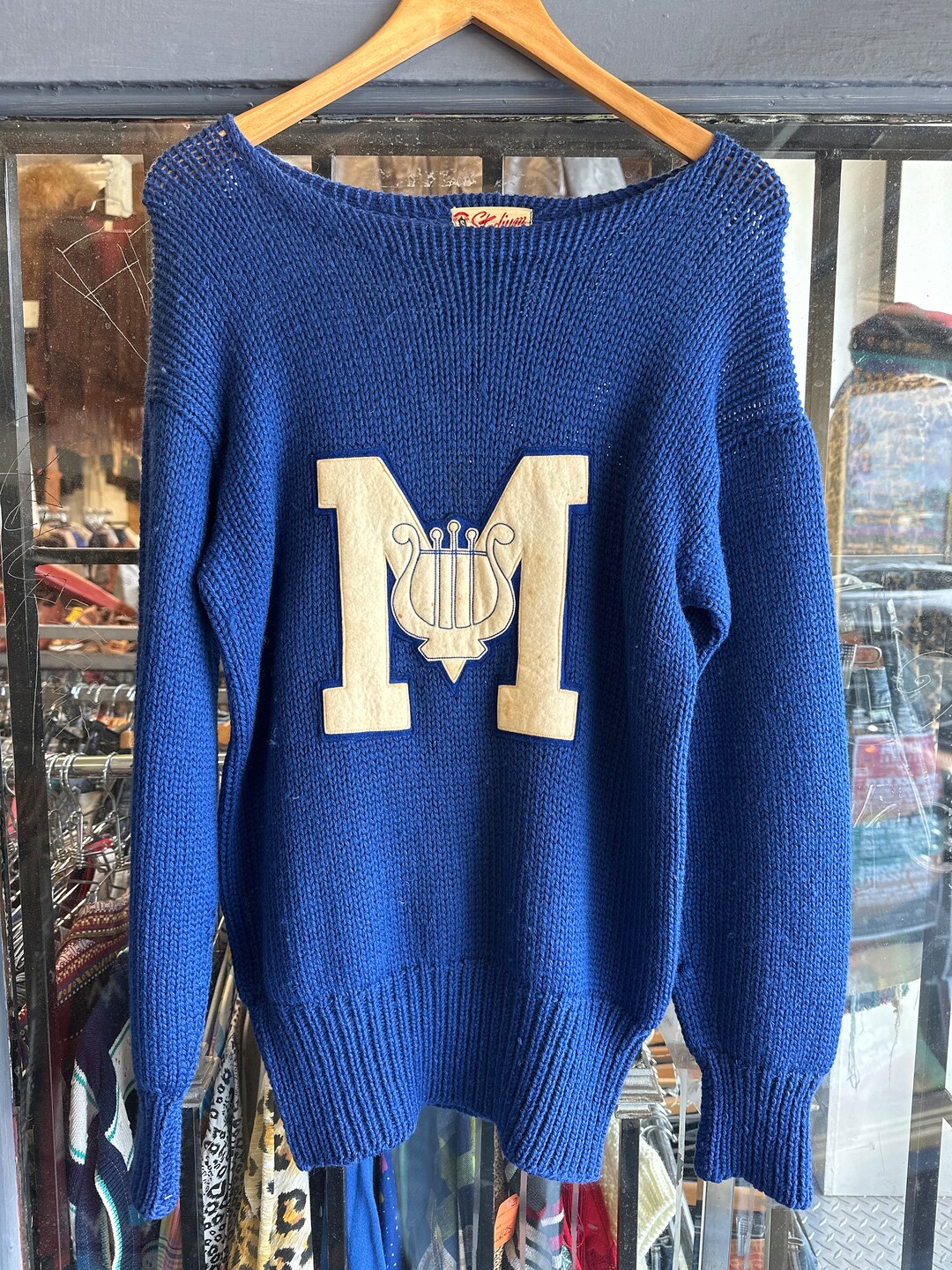 1950s Royal Blue Varsity Sweater - Etsy