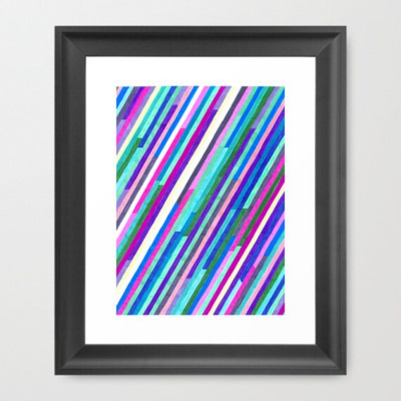 Items similar to Digital Art Print - "Neon Lights Neon Stripes" Graph ...