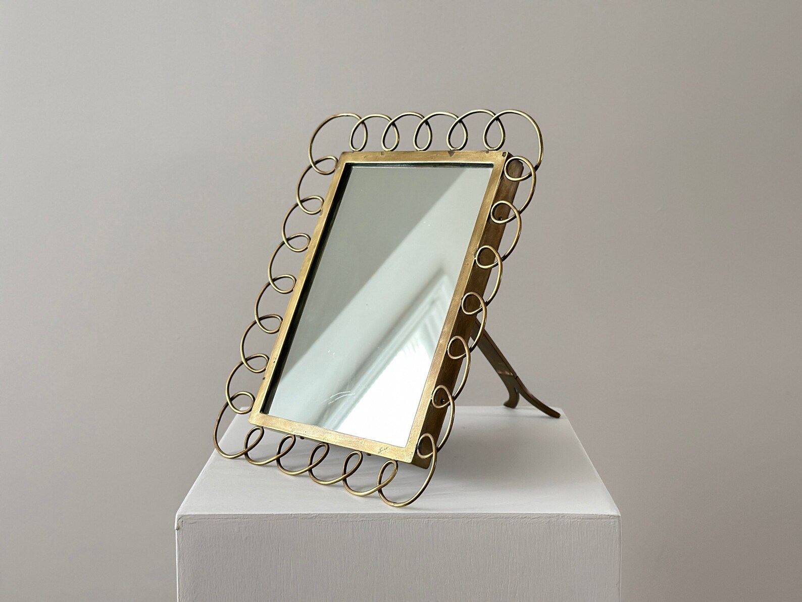 1950s – Mid Century Italian Brass Loops Table Mirror - Etsy