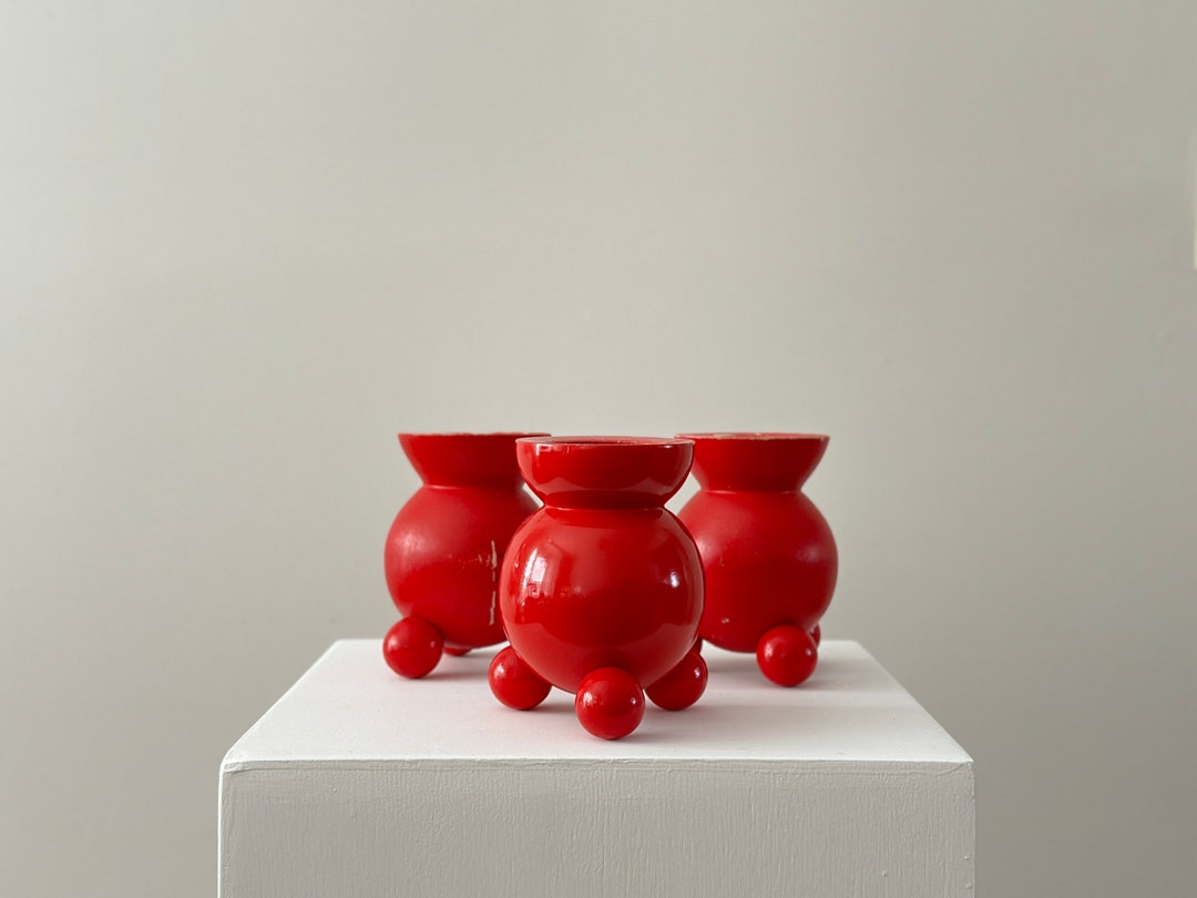 1960s – Three Bo-ström Red Candle Holders From Sweden - Etsy