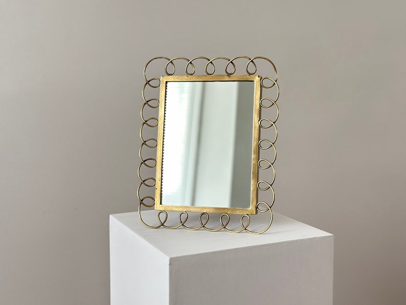 1950s – Mid Century Italian Brass Loops Table Mirror - Etsy