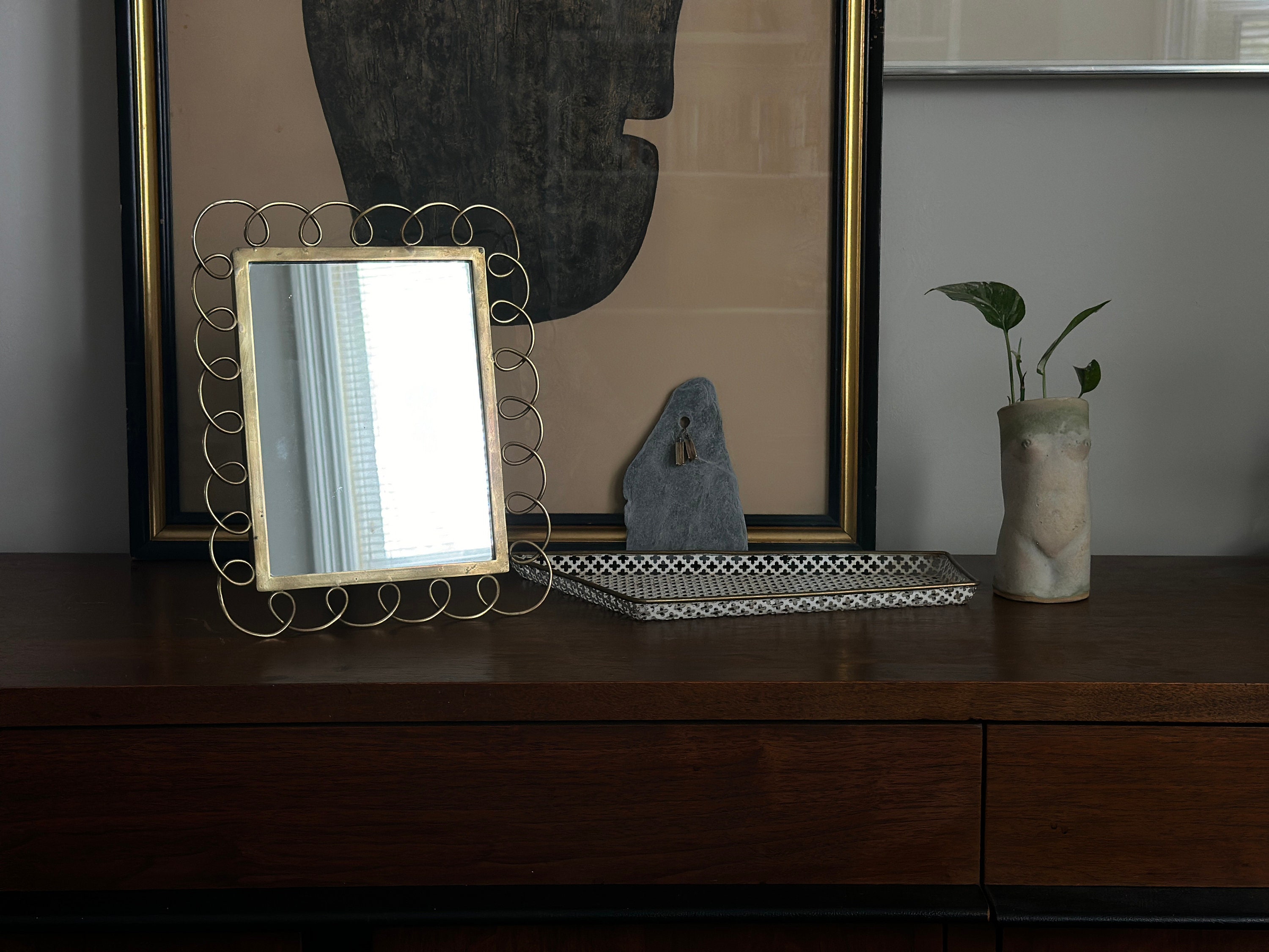 1950s – Mid Century Italian Brass Loops Table Mirror - Etsy