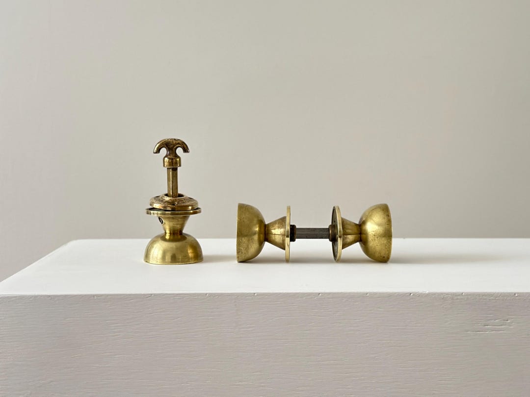 1950s - Solid Brass Vintage Geometric Door Knobs With Modernist Design ...