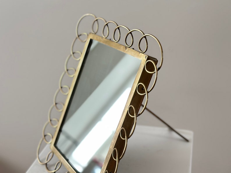 1950s – Mid Century Italian Brass Loops Table Mirror - Etsy