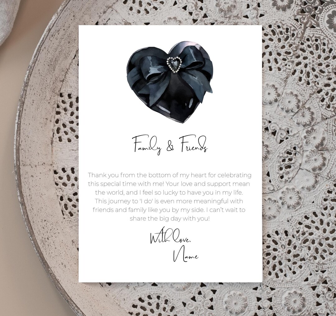 Bow Skull Thank You Card, Custom Card, Bridal Card, Bridal Thank You ...