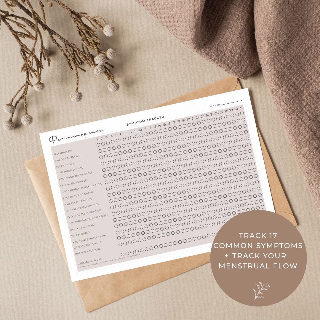 Perimenopause Monthly Tracker, 17 Symptom Tracker, Perimenopause ...