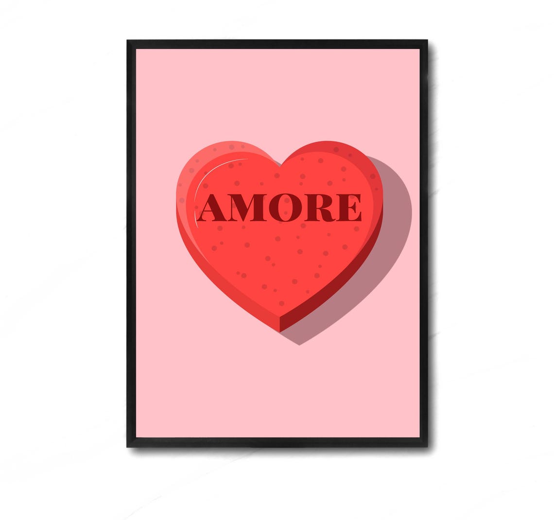 Amore Candy Heart Poster: Love Quote Art (digital Download) - Etsy